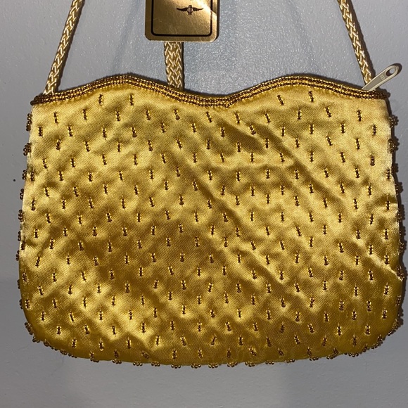 Magid | Bags | Magid Yellow Wgold Sequin Detail Beaded Crossbody Purse ...